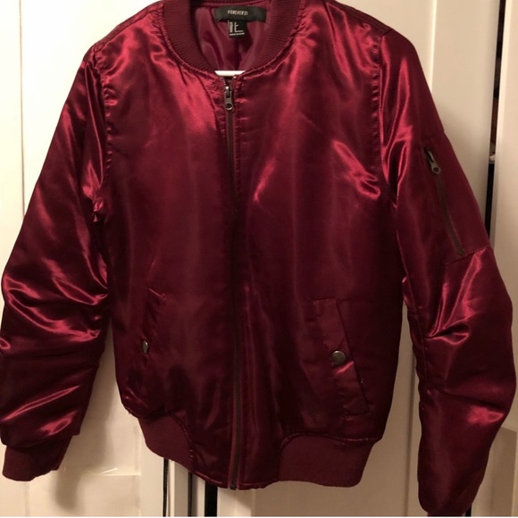 Forever 21 | Jackets & Coats | Forever 2 Wine Red Bomber Jacket | Poshmark